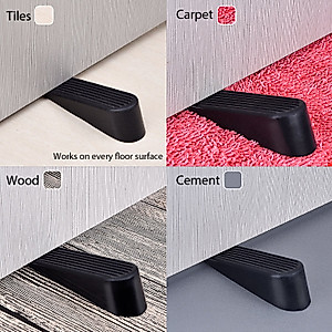 Hotop 6 Pack Door Stop Wedges Black Rubber Door Stoppers for Home and Office