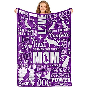 InnoBeta German Shepherd Themed Throws for Dog Moms, Dog Lovers, Dog Owners, Bed Flannel Plush Blankets, Birthday Gifts for German Shepherd Lovers, Best Friend, Coworkers, Sisters (50"x 65") - Purple