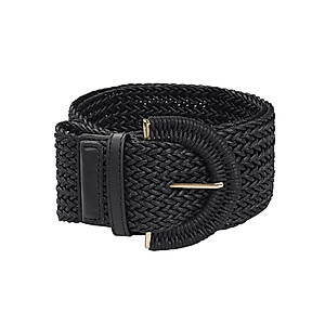 Allegra K Womens Wide Woven Waist Belts Braided Belts for Dress Chunky Buckle 60-90cm/23.62-35.43" Black