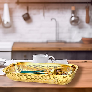 Snailhouse Silverware Organizer, 2 Pack Stainless Steel Utensil Cutlery Flatware Spoon Tray Organizer Holder Storage Box Case Divider for Kitchen Drawer, Gold