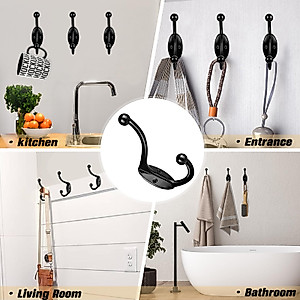 ALDMIO 6Pcs Wall Hooks for Hanging, Black Coat Hooks Wall Mounted with Screws Heavy Duty Door Hanger for Towel, Hat, Key, Coat, Bag
