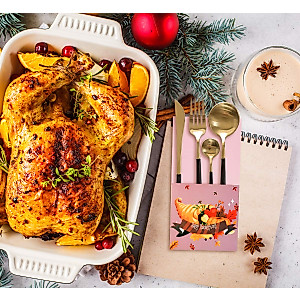 Thanksgiving Silverware Cutlery Holders - Turkey Fall Party Dinner Table Decorations Supplies 24Ct