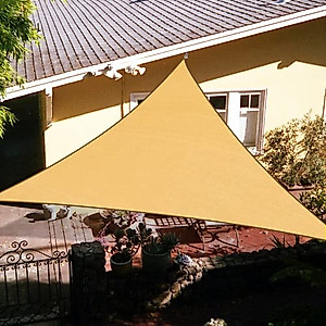 BELLE DURA 16'X16'X16' Triangle Sand Sun Patio Shade Sail Canopy Use for Patio Backyard Lawn Garden Outdoor Awning Shade Cover-185 GSM-Block 98% of UV Radiation-5Years Warranty