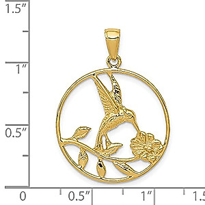 IceCarats 14K Yellow Gold Hummingbird Round Necklace Bird Pendant Charm Only
