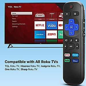 Gvirtue Remote Control for Roku TVs, Replacement for TCL/Hisense/Onn/Insignia/Sharp/westinghouse/Element/JVC Roku Smart TV, Universal TV Remote with Netflix/Disney+/Hulu/Prime Video