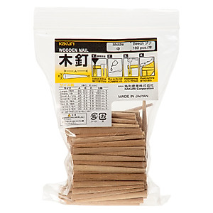 KAKURI Wooden Nails for Woodworking 13/64 inch (5mm), Tapered Wooden Dowel Rods for Crafts and Small Furniture, Natural Japanese Beechwood, Bulk 180 Pcs, Made in Japan