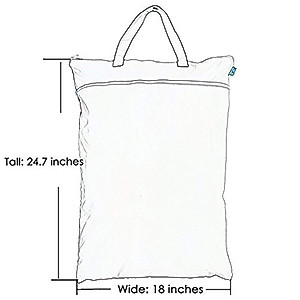 Damero Hanging Wet Dry Bag, Reusable Laundry Wet Bag with Two Compartments for Cloth Diaper and Swimsuit, Large- Black