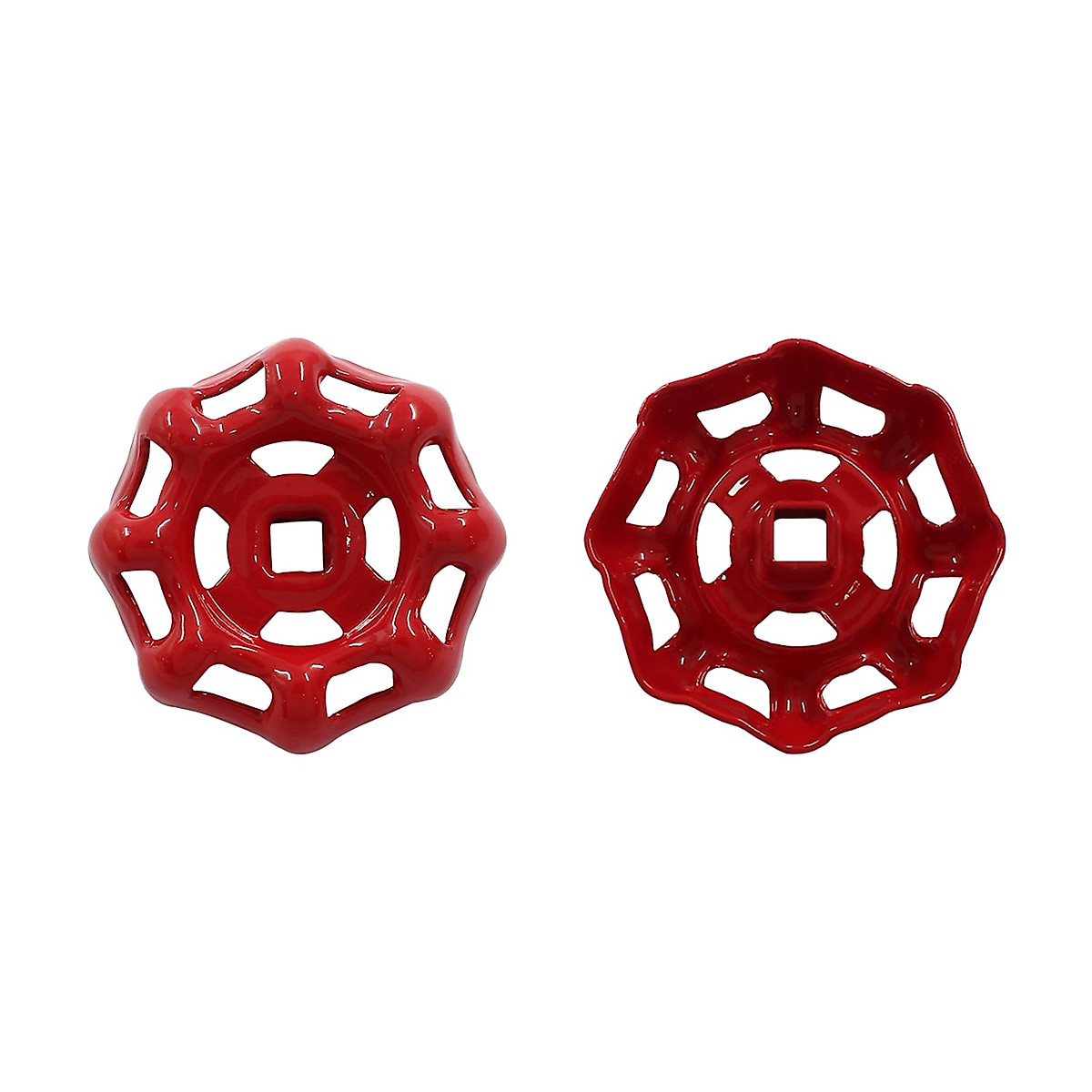 Unlorspy 2Pcs Red Round Wheel Handle Hose Bib Handle 6x6mm Iron Outside Faucet for Valve Shafts Replacement Parts