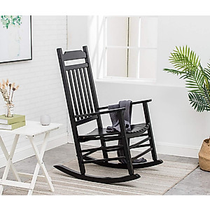 BplusZ KD-30B Wooden Rocking Chair Outdoor Rocker for Porch Patio Lawn Indoor Classic Arm Chairs Black,1 Chair