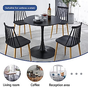 ANDORON Round Dining Table, 42 Inches Kitchen Tulip Table for 4-6 People with MDF Top and Metal Base, Modern Circle End Table Leisure Coffee Side Table (Black, 42")