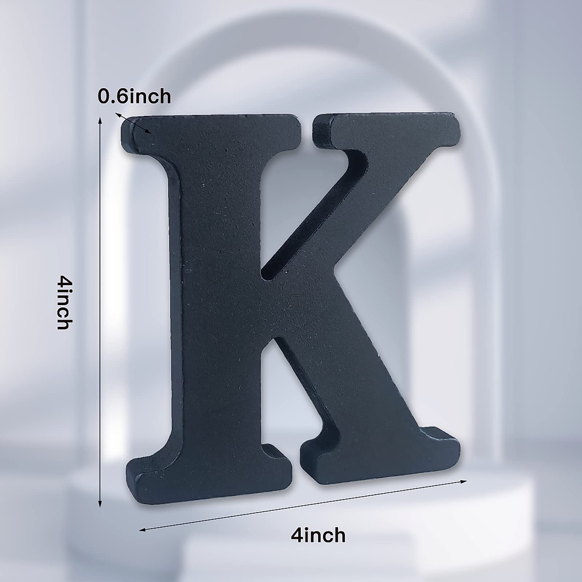 AOCEAN 4 inch Black Wood Letters Unfinished Wood Letters for Halloween Decorative Standing Letters Slices Sign Board Decoration for Craft Home Party Projects (K)