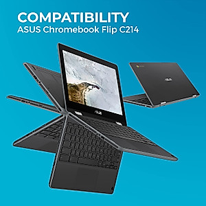 Gumdrop SlimTech Laptop Case Fits ASUS Chromebook Flip C214 (2-in-1). Designed for K-12 Students, Teachers and Classrooms – Drop Tested, Rugged, Shockproof Bumpers for Reliable Device Protection–Black