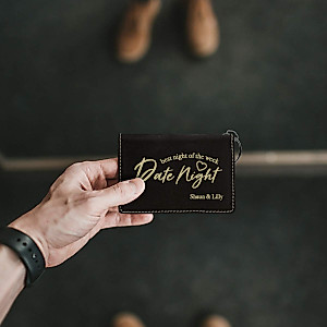 PlaqueMaker Customizable Leatherette Wallet for Date Night - Include your Personal Names-Black with Gold