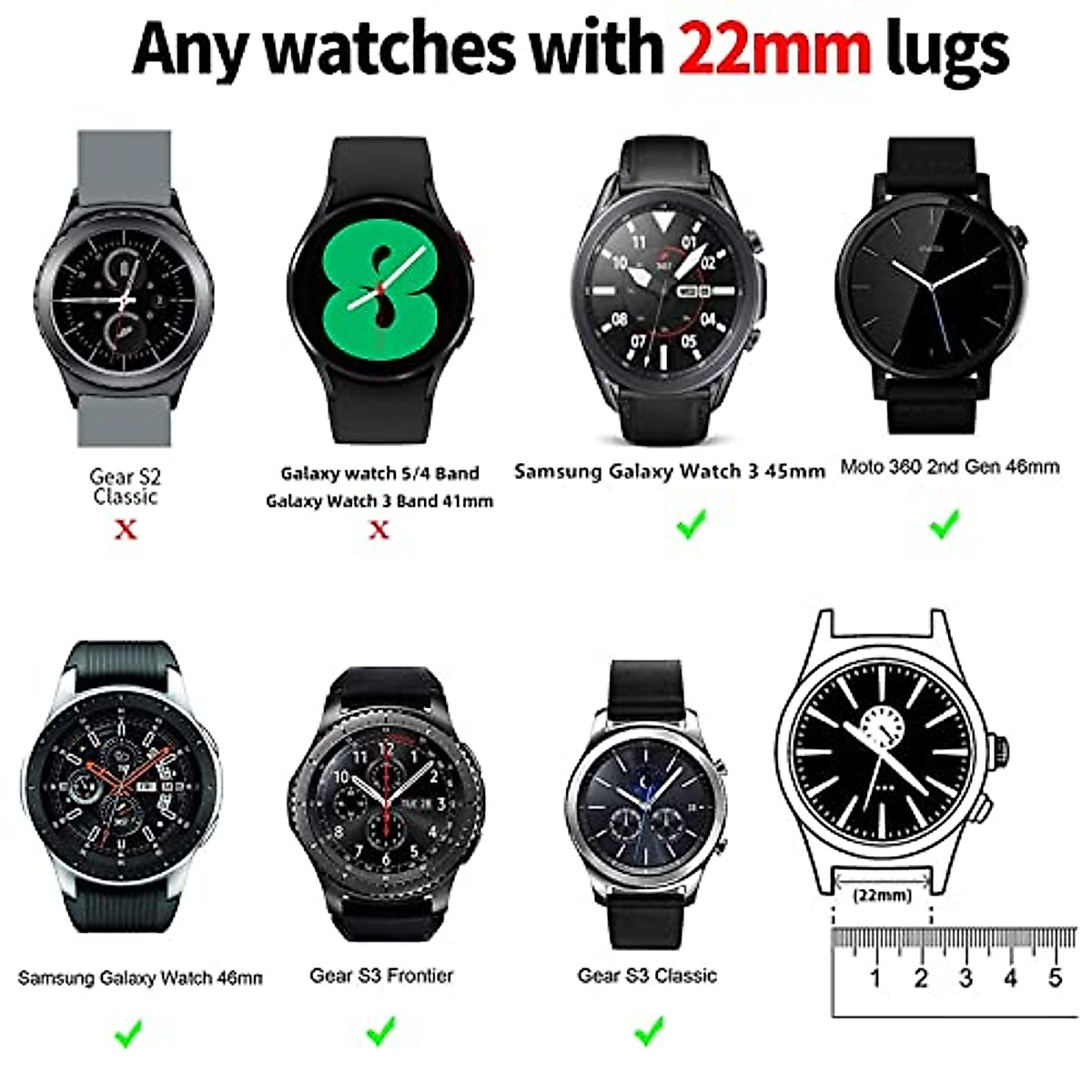 Lerobo 22mm Watch Band Compatible with Samsung Galaxy Watch 46mm/Galaxy watch 3 45mm/Gear S3 Classic/Frontier,22mm Soft Silicone Breathable Watch Strap Wristband for Women Men,(Anthracite Black)