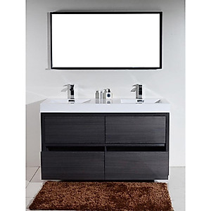 KubeBath Bliss 60" Gray Oak Double Sink Free Standing Modern Bathroom Vanity