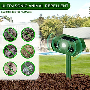 2024 Upgraded Solar annyoyed Animal Repellent, Waterproof Motion Detection with Sentor&LED Flash Light, Outdoor Ultrasonic Pest Deterrent for Cat, Dog, Skunk, Fox, Squirrels, Raccoon, Coyote, Rabbit