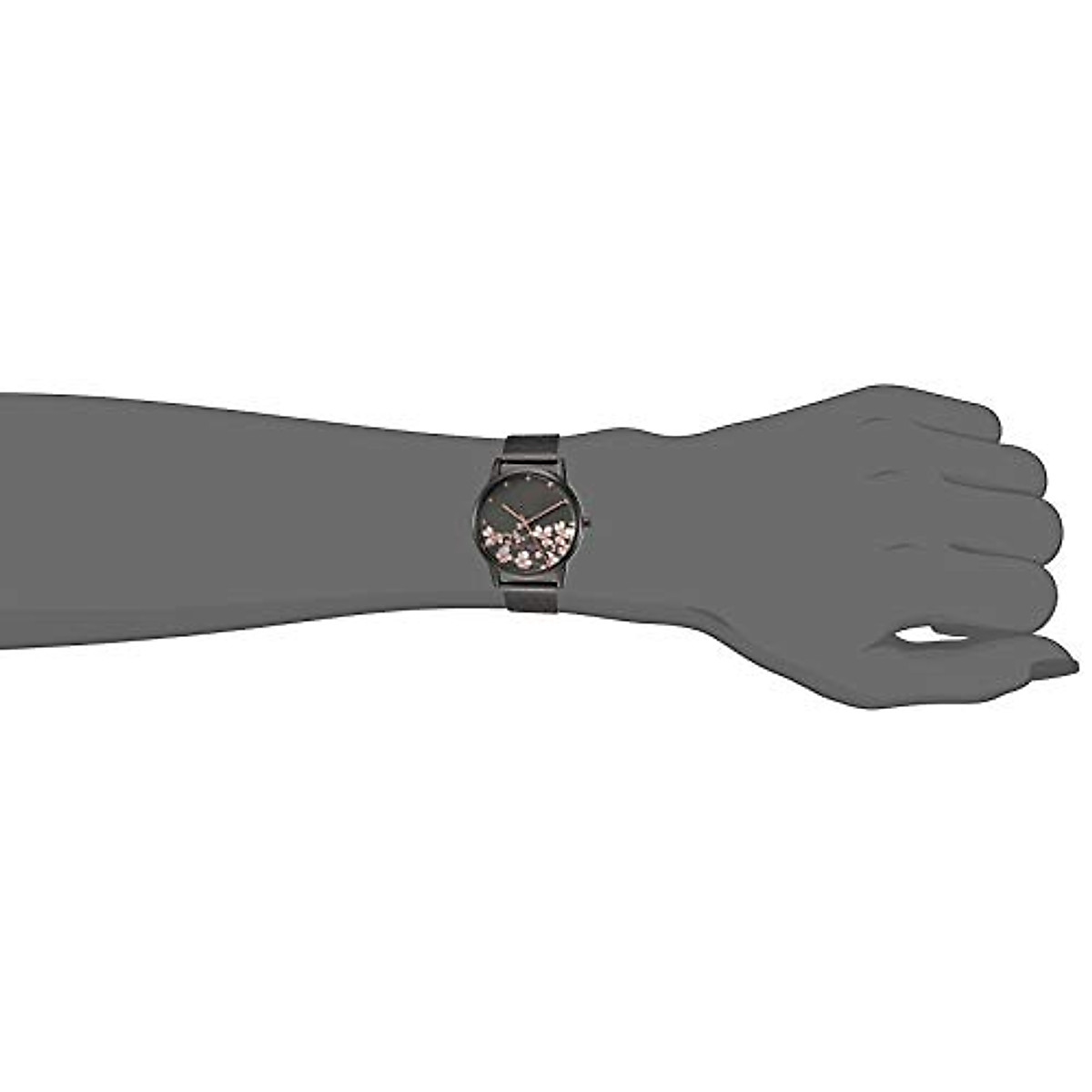 Nine West Women's Gunmetal and Silver-Tone Mesh Bracelet Watch, NW/2429FLGY