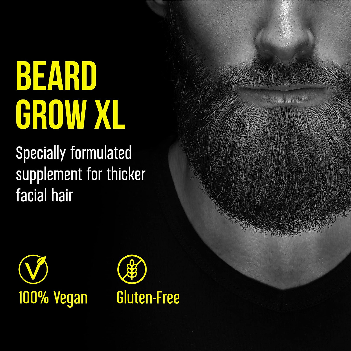 Beard Grow XL - Vegan Hair Growth Supplement for a Faster, Thicker, Fuller Beard - Enhances Your Grooming Kit