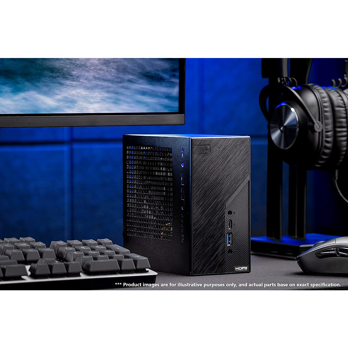 Skytech Mini PC X1 Gaming PC Desktop & Sceptre 24" Curved 75Hz Gaming LED Monitor Full HD 1080P HDMI VGA Speakers, VESA Wall Mount Ready Metal Black 2019 (C248W-1920RN)