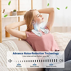 CL FUN Portable Neck Fan, Rechargable Fan with 3 Wind Speeds,Ultra-Quiet Wearable Mini Small Neck Hanging Fan,Personal Hands-Free Bladeless Neck Fan for Office, Travel, Outdoor