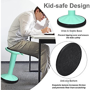 Byroce Kids Adjustable Wobble Stool, 24” Active Learning Classroom Seat, Non-Skid Wiggle Chairs Improve Posture, Focus & Help ADHD/ADD, Flexible Student Wobble Stool for Classroom Seating (Green)