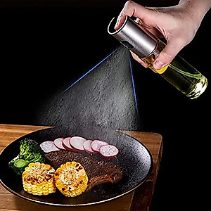 FINECE Oil Sprayer for Cooking, 100ml Olive Oil Sprayer Mister for Air Fryers, Oil Spray Bottle, Vinegar Soy Sauce Dispenser, Oil Mister with Stainless Steel Cap, for Baking Roasting Frying Use