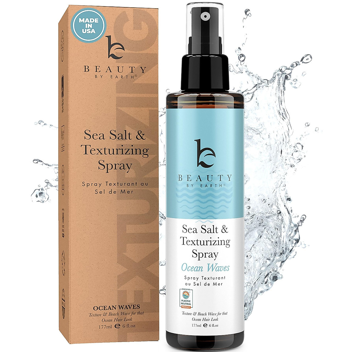 Sea Salt Spray for Textured Beach Waves & Volume - USA Made with Organic Ingredients, Texturing & Volumizing Spray for Fine Hair for Men & Women