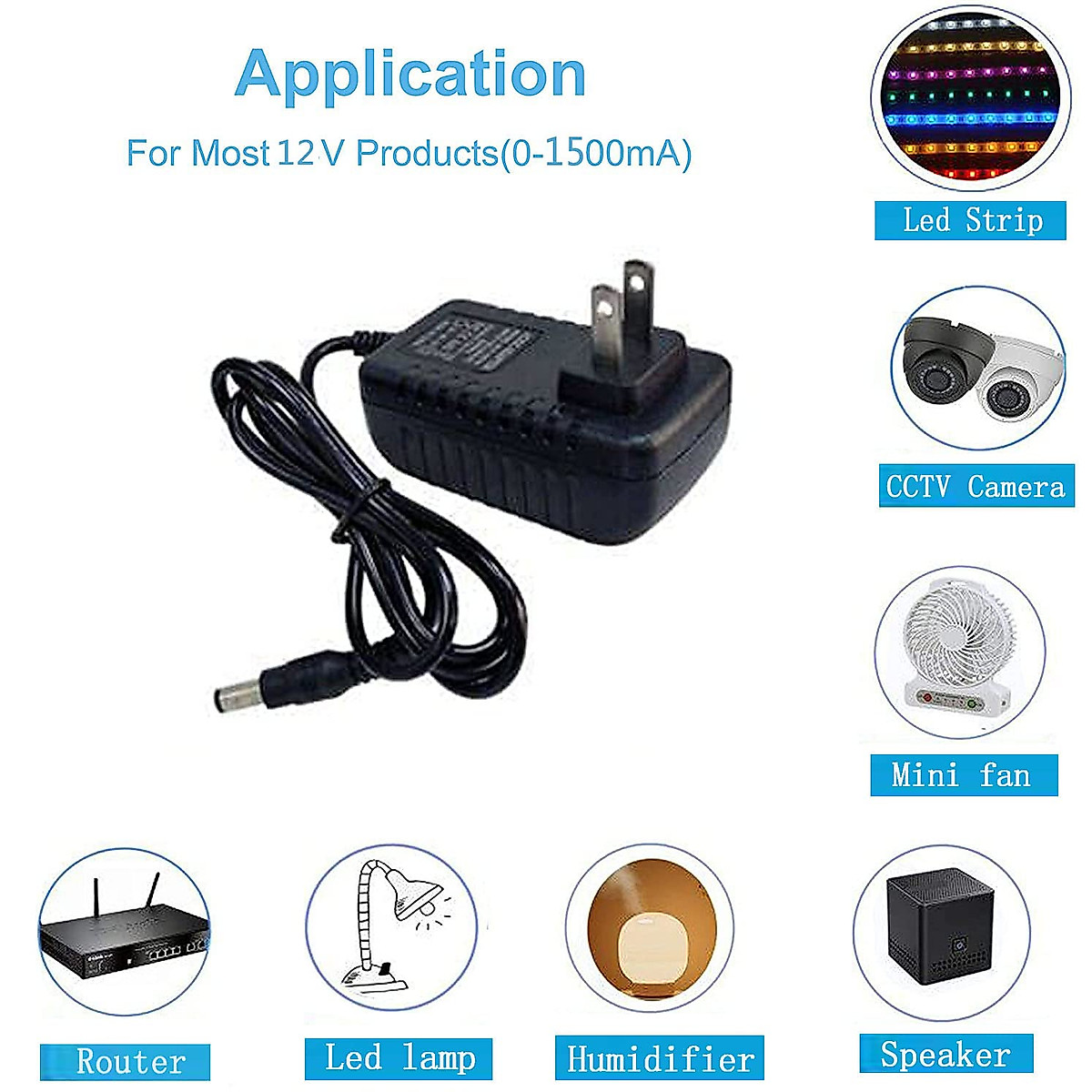 MTYTOT DC 12V 1.5A 1500mA Power Supply Adapter 100-240V AC to DC 12Volt Transformers Switching Power Supply 5.5mm x 2.5/2.1mm DC Plug for 12V led Strip Light CCTV Camera,12 Volt 1.5Amp AC/DC Adapter