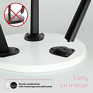 Indoor Plant Stand with Metal Legs, 16" Tall Plant Holder for Flower Pots, Mid Century Wooden Plant Stand Plant Table for Flower Pots, Modern Home Decor Small Round Side End Table (White Set 2)