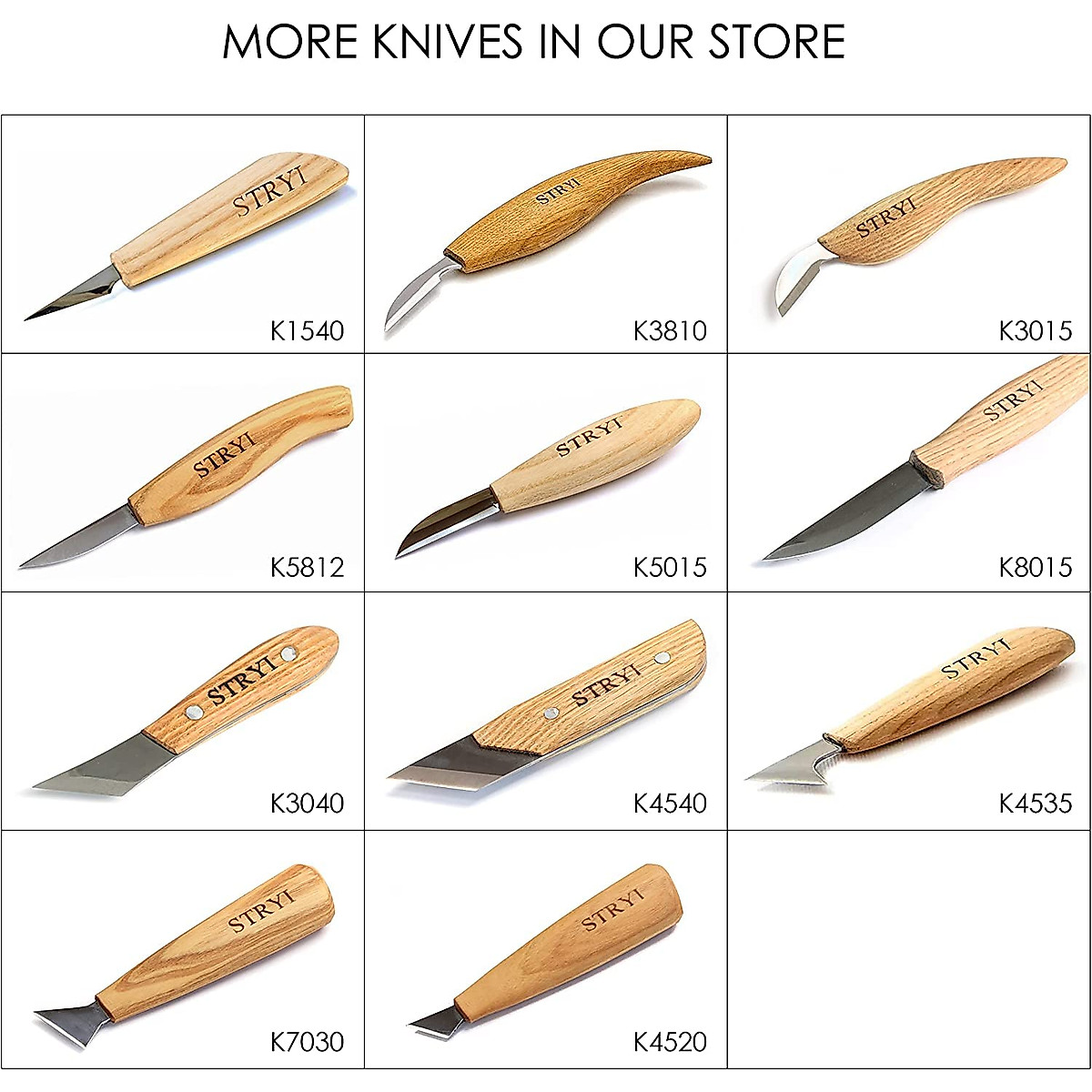 Stryi Detail Carving Knife 0.8 Inch Blade, Wood Carving Oblique Knife for Geometric Decorative Cut Patterns Knife High Carbon Steel K4520