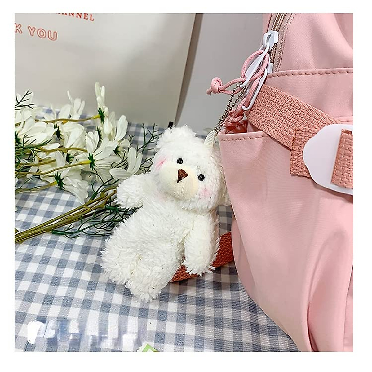 Kawaii Backpack with Pins and Pendant Accessories Cute College High School Backpack Laptop Bookbags for Teens Girls (Pink)