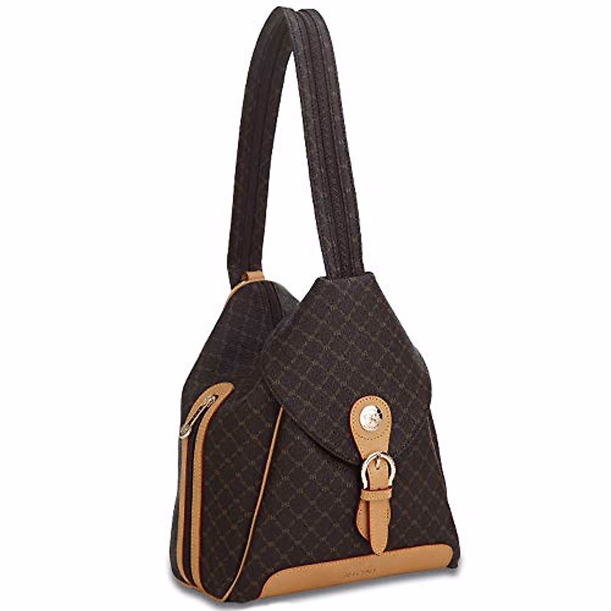 Rioni Signature Brown Zipper Strap Backpack ST20082