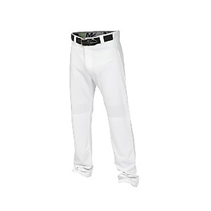 Easton MAKO II Baseball Pant | Full Length/Semi-Relaxed Fit | Adult Sizes | Solid & Piped Options, White, Medium