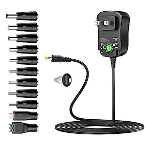 Basicvolt 18W DC 12V Power Supply Universal Power Adapter 3V 4.5V 5V 6V 7.5V 9V 12V 1A 1.5A AC DC Power Cord for LED Strip Light Router Speaker CCTV Camera Tablet and More Household Electronics