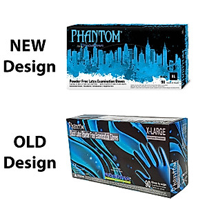 Adenna PHM918 Phantom 6 Mil Latex Powder Free Exam Gloves (Black, X-Large) Box Of 90