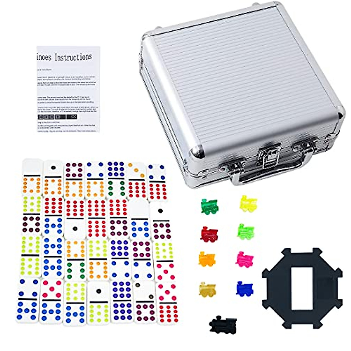 ESSAJOY Mexican Train Dominoes Set Dominoes Set for Adults Double 12 Dominoes 91 Tiles Dominoes Set (Mexican Train Dominoes Set) (Mexican Train Dominoes)