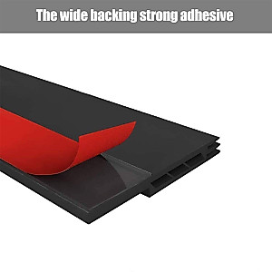 Door Draft Stopper Under Door Draft Blocker Insulator Door Sweep Weather Stripping Noise Stopper Strong Adhesive 2" Width x 39" Length (Black)
