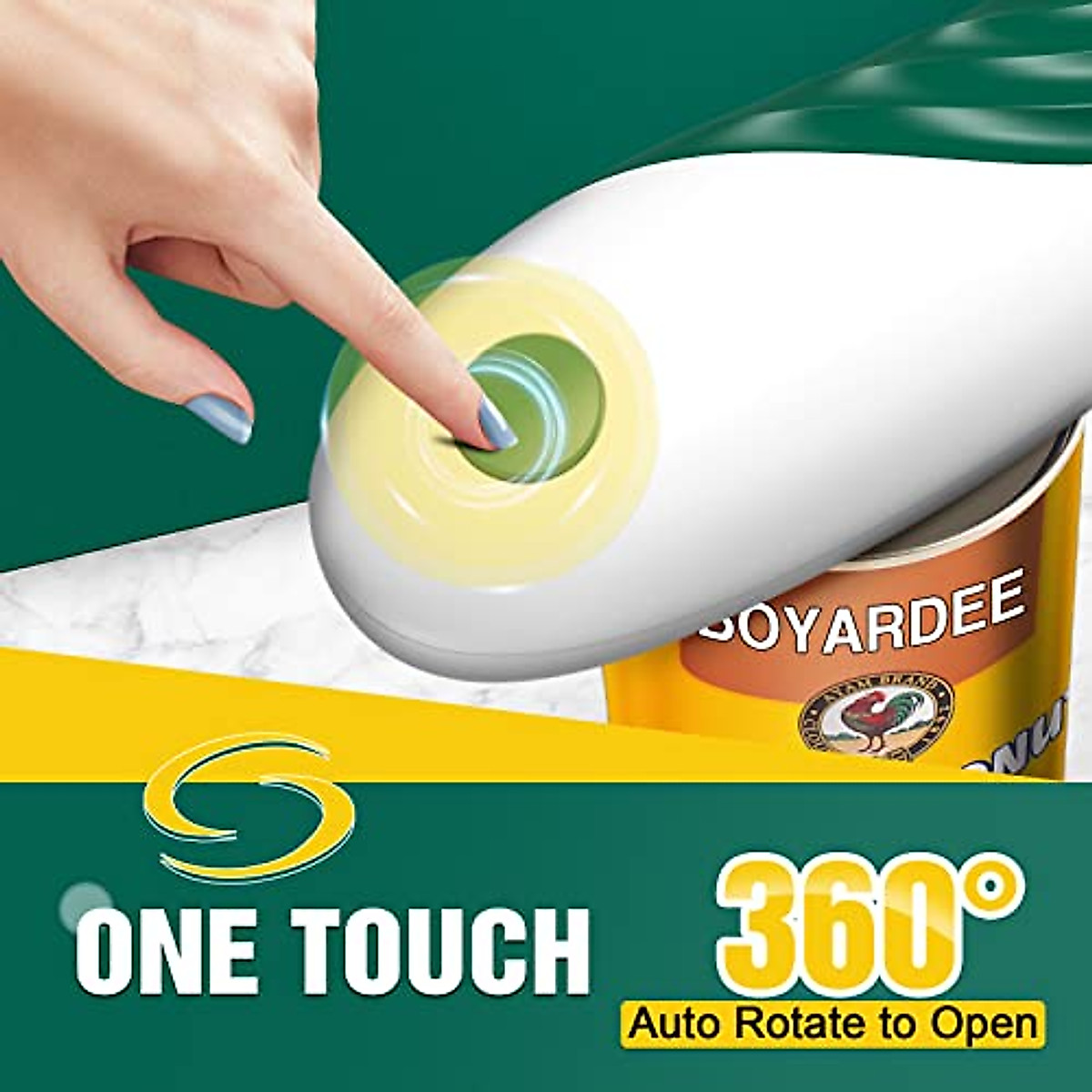 Electric Can Opener Smooth Edge, One Touch Automatic Food Safe Design Handheld Opener Fits Almost All Can Sizes, Ideal for Seniors with Arthritis, Best Kitchen Gadgets for Women