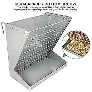 YXJSTO Wall Mount Hay Rack, Heavy-Duty Galvanized Metal 2 in 1 Hay and Grain Feeder, Livestock Feeder with Adjustable Distance, Hay Feeder for Goats, Sheep, Horse