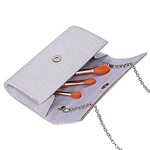 ZHANNI Clutch Purses for Women Fashion Shining Evening Bag Handbag Party Wedding Clutch (Silver)