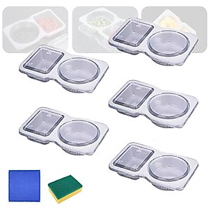 RHUTQP Reusable Snack Containers with Lids,2 Compartment Snack Containers,Small Snack Containers,Disposable Snack Containers with Lids,for Condiment, Dip, Sauce, and Snacks(5PCS)