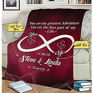 Every Love Story is Beautiful, Customized Couple Blankets, Infinity Designs, Birthday, Valentine's Day, Anniversary, Weeding Gift, Super Soft and Warm Blanket (Design 2, 50"x60")
