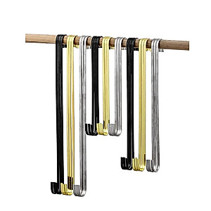 LuoQiuFa 16 inch Extra Large S Shaped Hooks, Heavy Duty Long S Hooks for Hanging Plant Extension Hooks for Kitchenware,Utensils,Pergola,Closet,Flower Basket,Garden,Indoor Outdoor Uses(Gold 2 Pack)