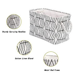 3-Pack Storage Basket Bins Fabric Decorative Shelf Basket Containers with Rope Handles Collapsible Empty Baskets for Nursery Home Office Closet, Black and White