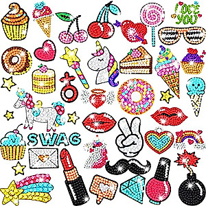 50 Pieces Gem Diamond Painting Kit for Kids Diamond Painting Stickers Diamond Art Child Stickers with DIY Painting Tools Arts and Crafts for Girls and Boys