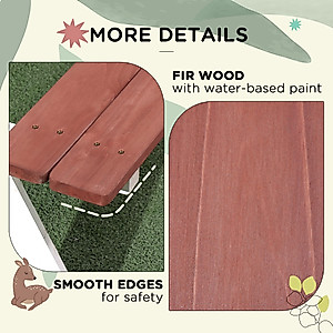 Outsunny Kids Picnic Table Set, Wooden Table & Bench Set, Kids Patio Furniture Outdoor Toys for Garden, Backyard, Aged 3-8 Years Old, Brown