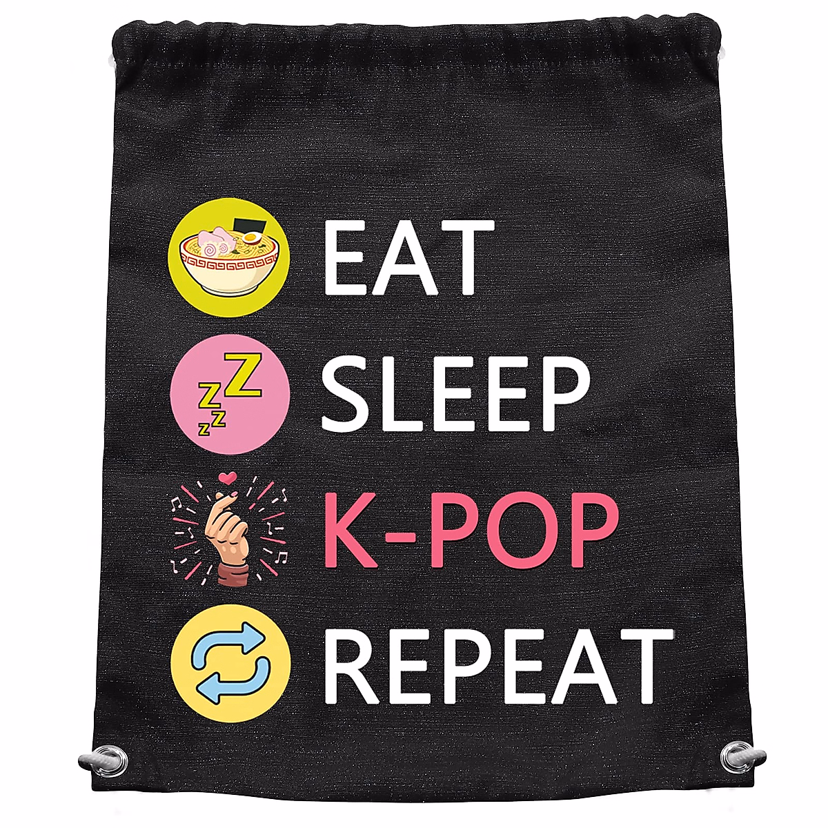 CMNIM K-POP Makeup Bag Eat Sleep Repeat Travel Pouch Merchandise Gift for Women Girl (Black DB)