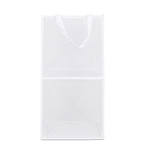 BIRDROCK HOME Pop-Up Magic Hamper - Collapsible Mesh Laundry Hamper - Square - Carry Handles - Dirty Laundry Sorter Mesh Basket - White