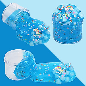 7Pack Jelly Cube Clear Slime Crunchy Slime Scented Slime Kit,Super Soft and Non-Sticky, Pre-Made Slime for Kids Birthday Gift Slime Party Favors