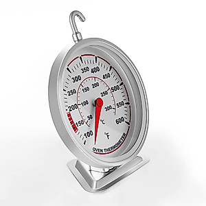 Oven Thermometer 100℉-600℉ & -40℃- 310℃ Double Scale 3 Inch Stainless Steel Large Dial Oven Grill Thermometer for Gas & Electric Oven,Grill Cooking,Accurate Oven Thermometer for Meat,Grilling,Cake